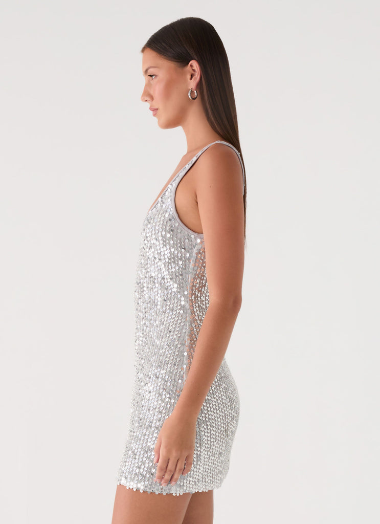 Alula Sequin Mini Dress - Silver – Peppermayo US