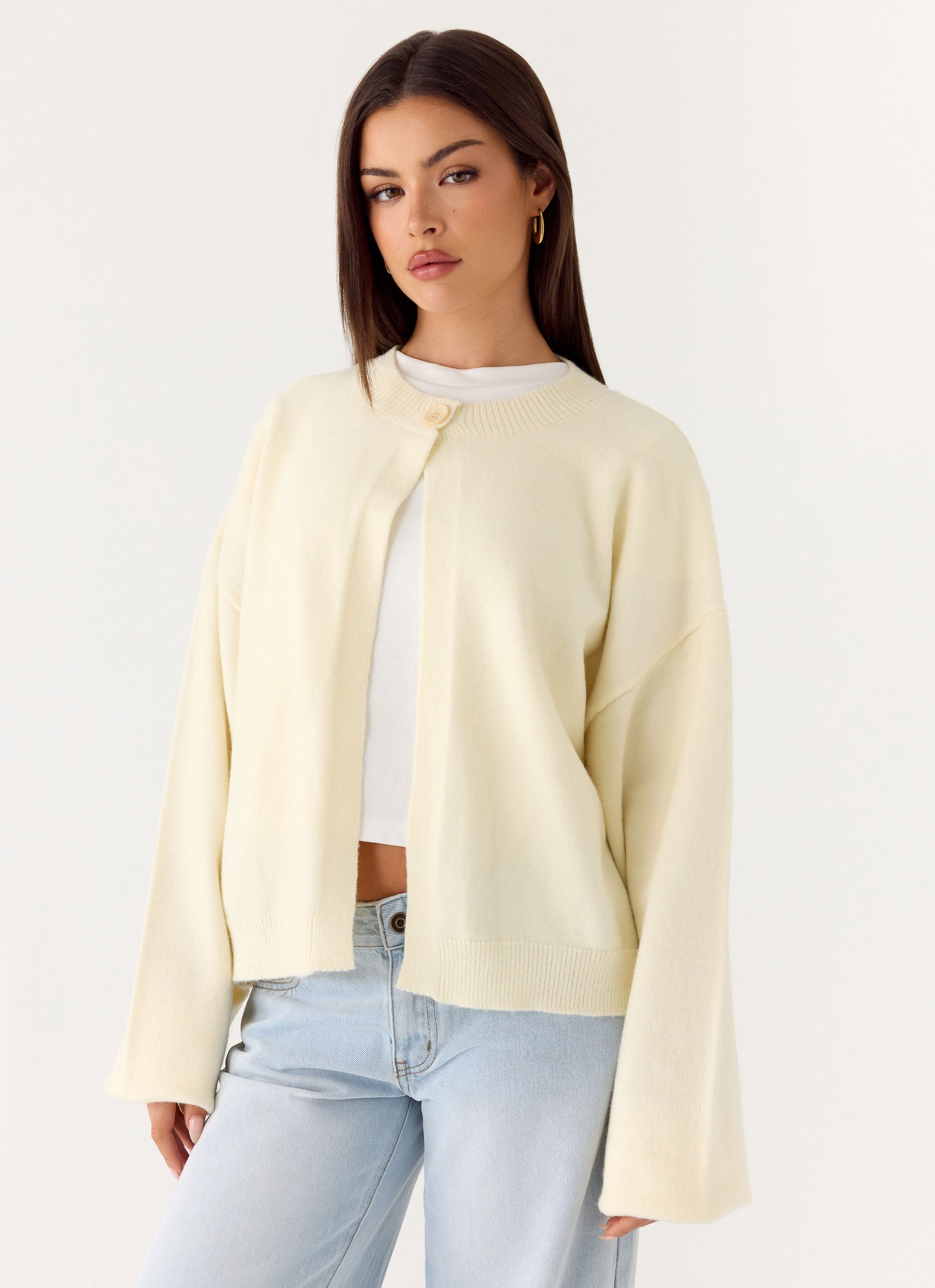 Annie One Button Cardigan - Ivory Cream – Peppermayo US
