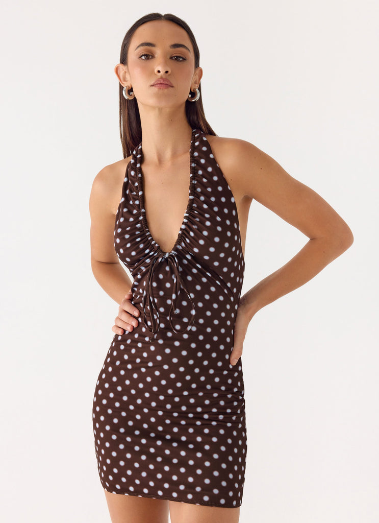Ask You Twice Mini Dress - Chocolate Blue Dot – Peppermayo US