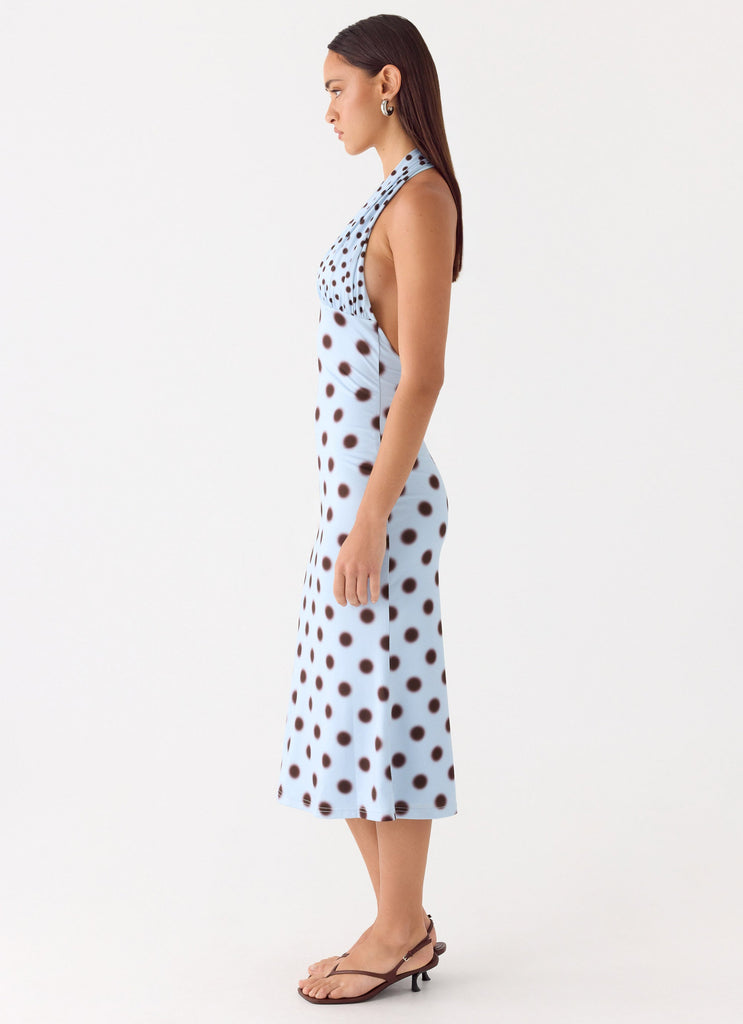 Awuku Midi Dress - Blue Mocha Dot – Peppermayo US