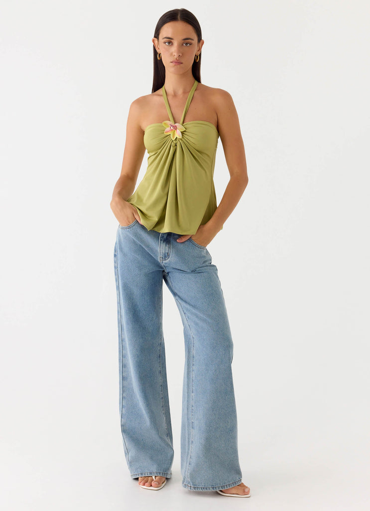 Corah Halter Top - Green Olive – Peppermayo US