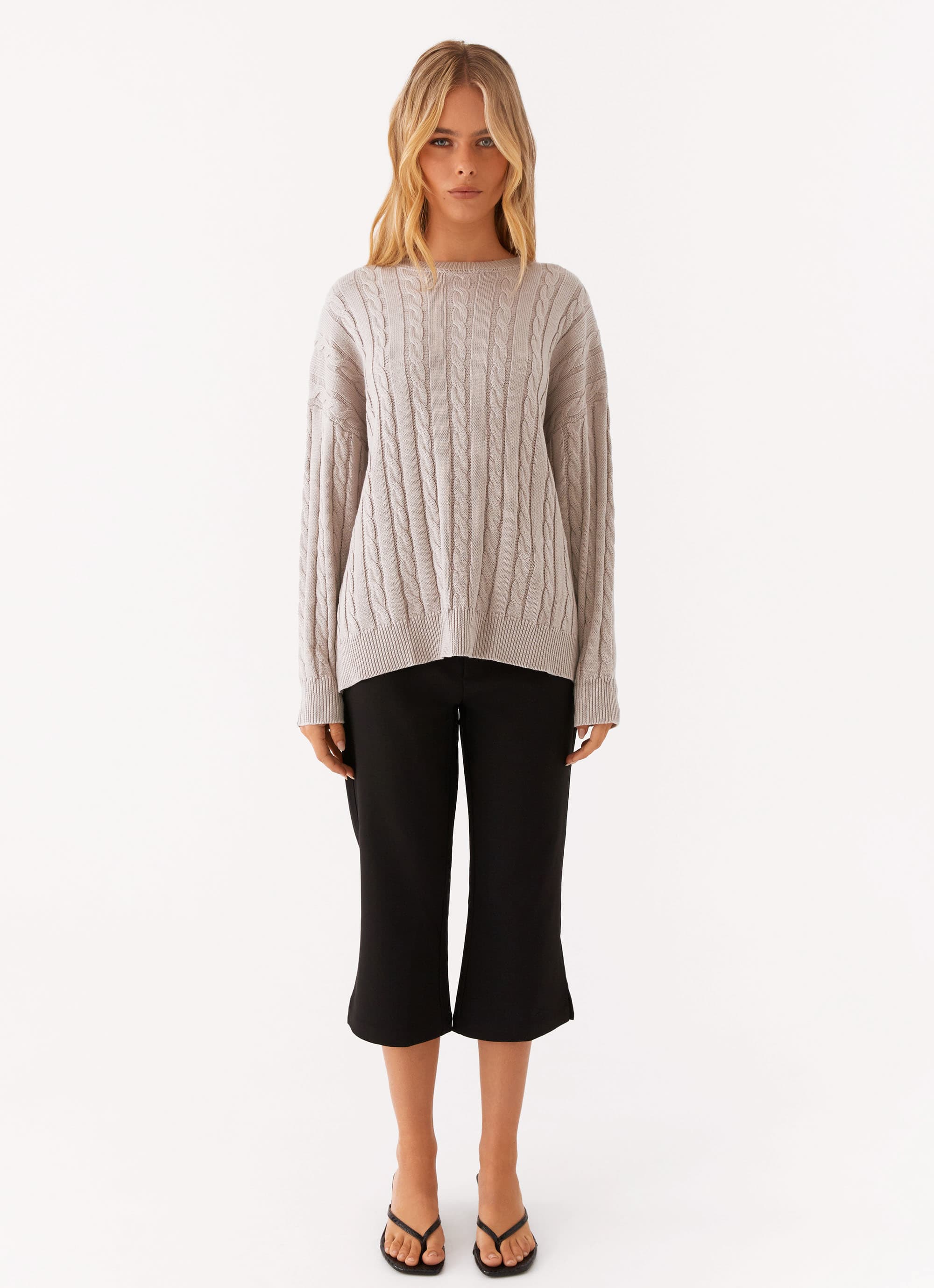 Elani Cable Knit Oversized Sweater - Chalk – Peppermayo US