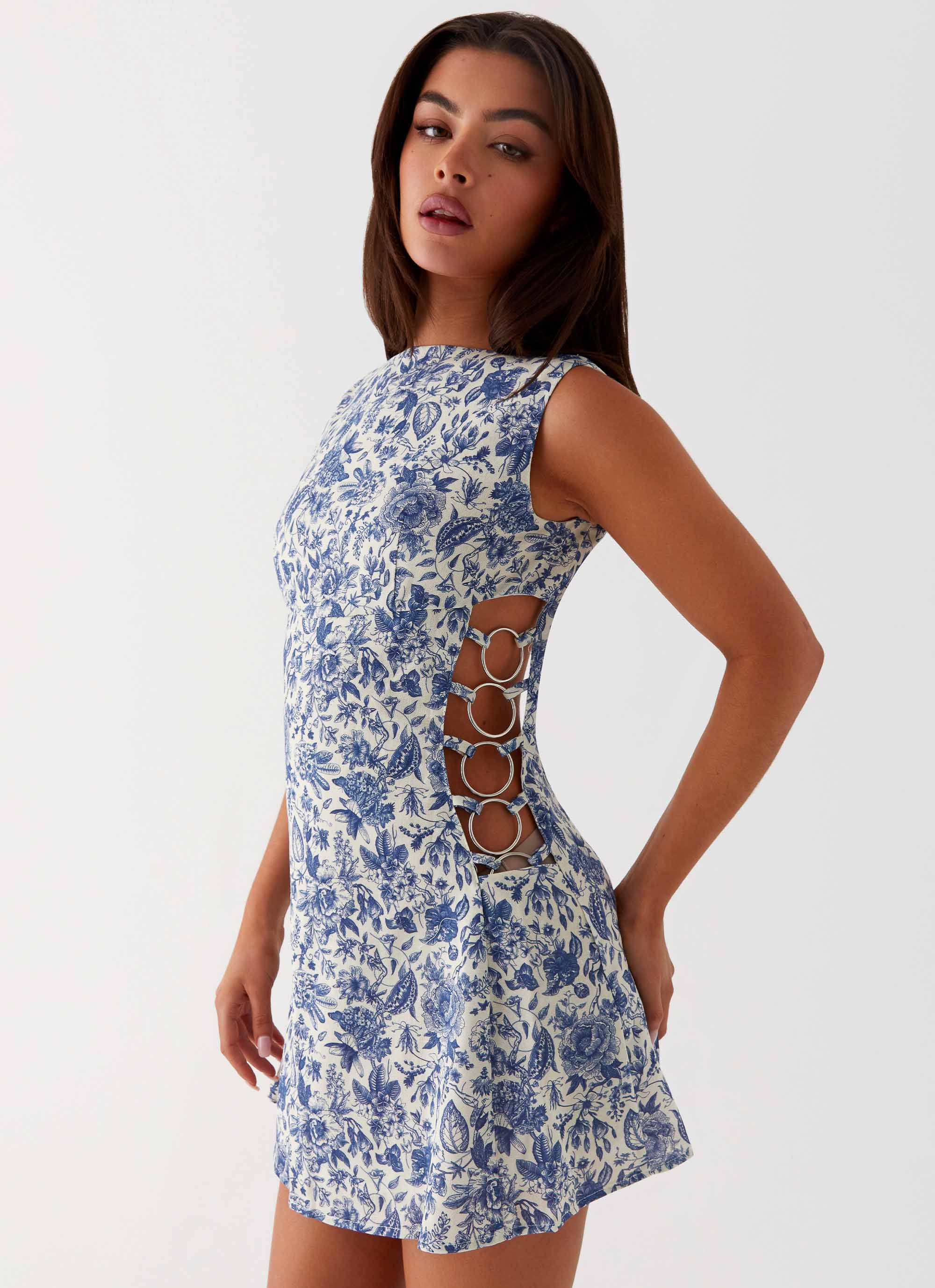Indigo Bloom Linen Mini Dress - Blue Paisley – Peppermayo US