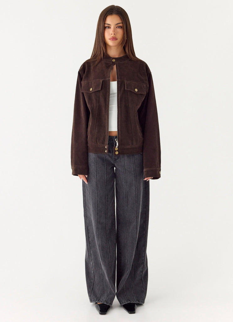 Jeremy Faux Suede Biker Jacket - Dark Chocolate – Peppermayo US