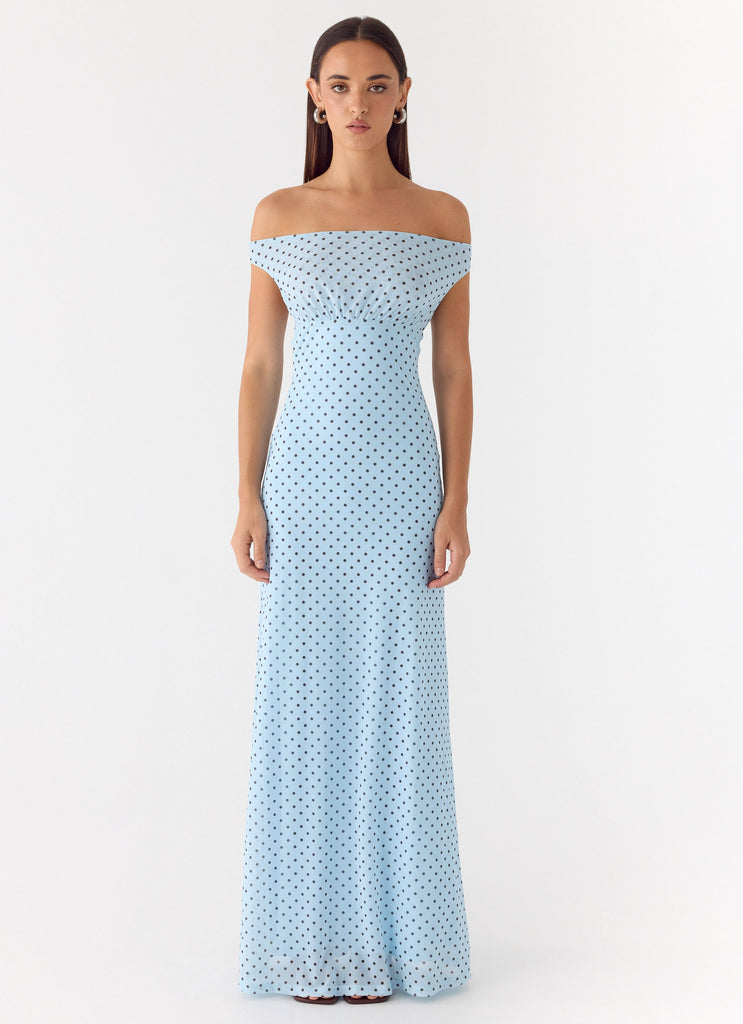 Like Me Now Maxi Dress - Blue Mocha Dot – Peppermayo US
