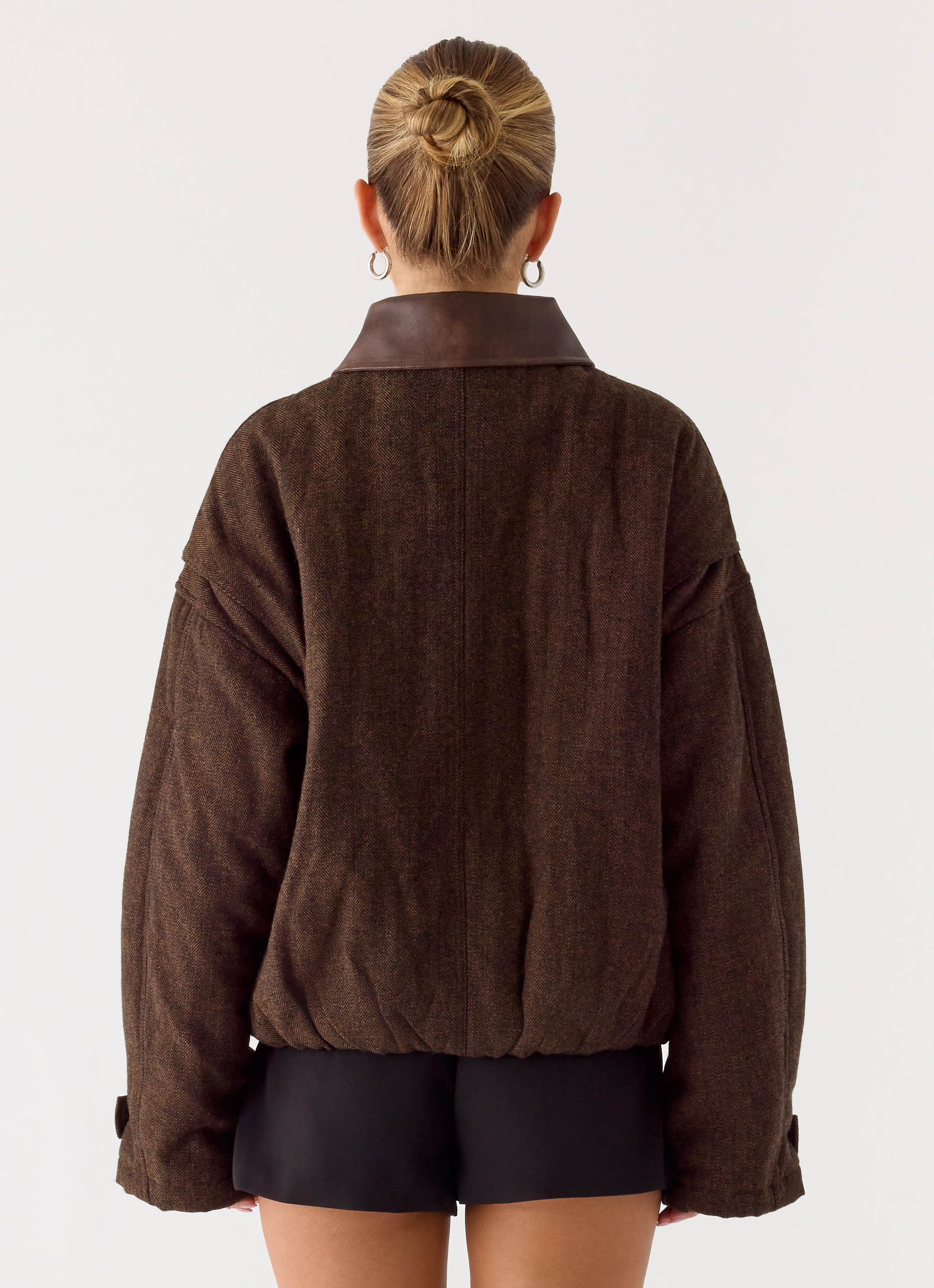 Myles Herringbone Bomber Jacket - Chocolate Herringbone – Peppermayo US
