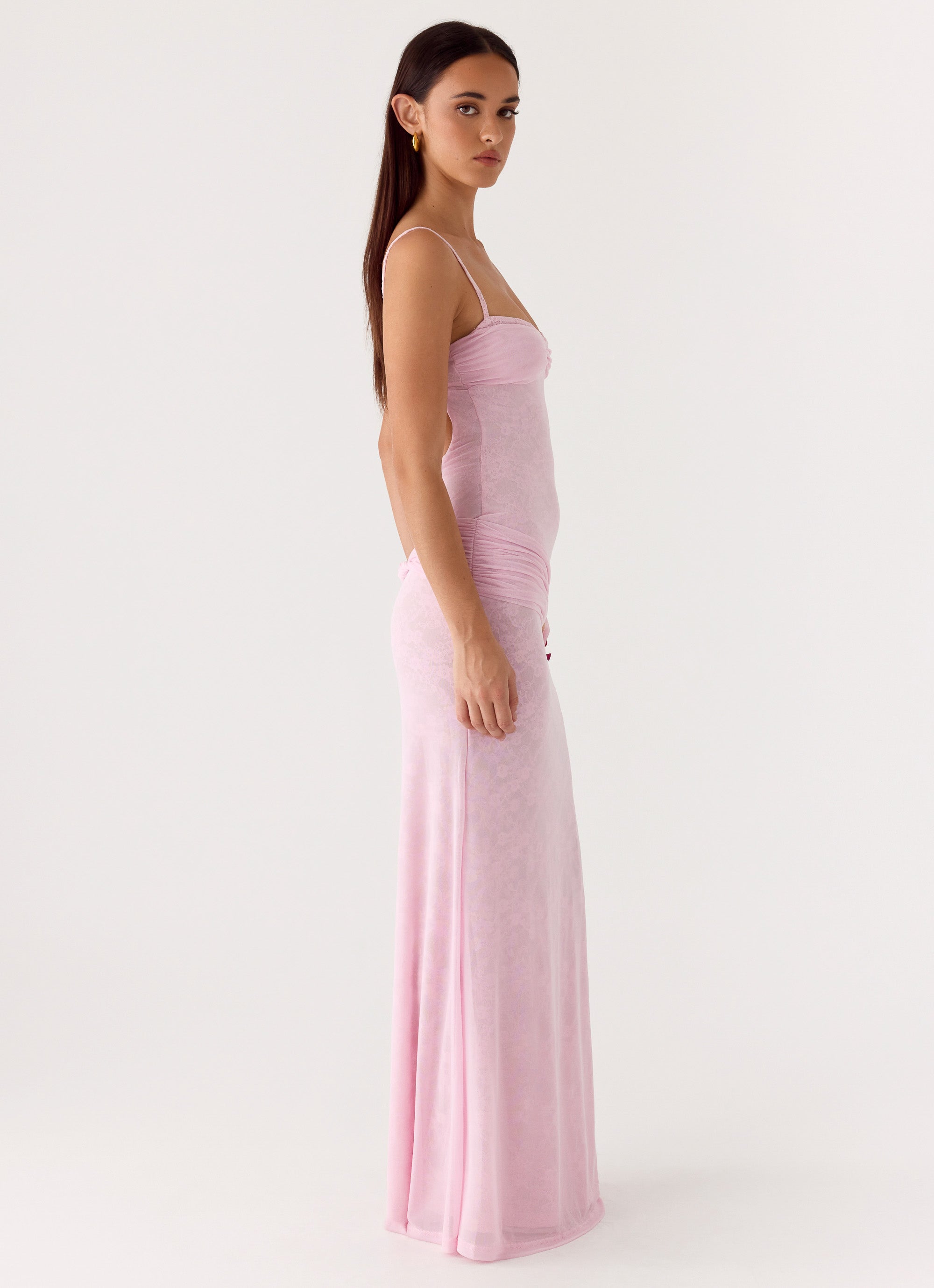 Natty Lace Mesh Maxi Dress - Petal Pink – Peppermayo US