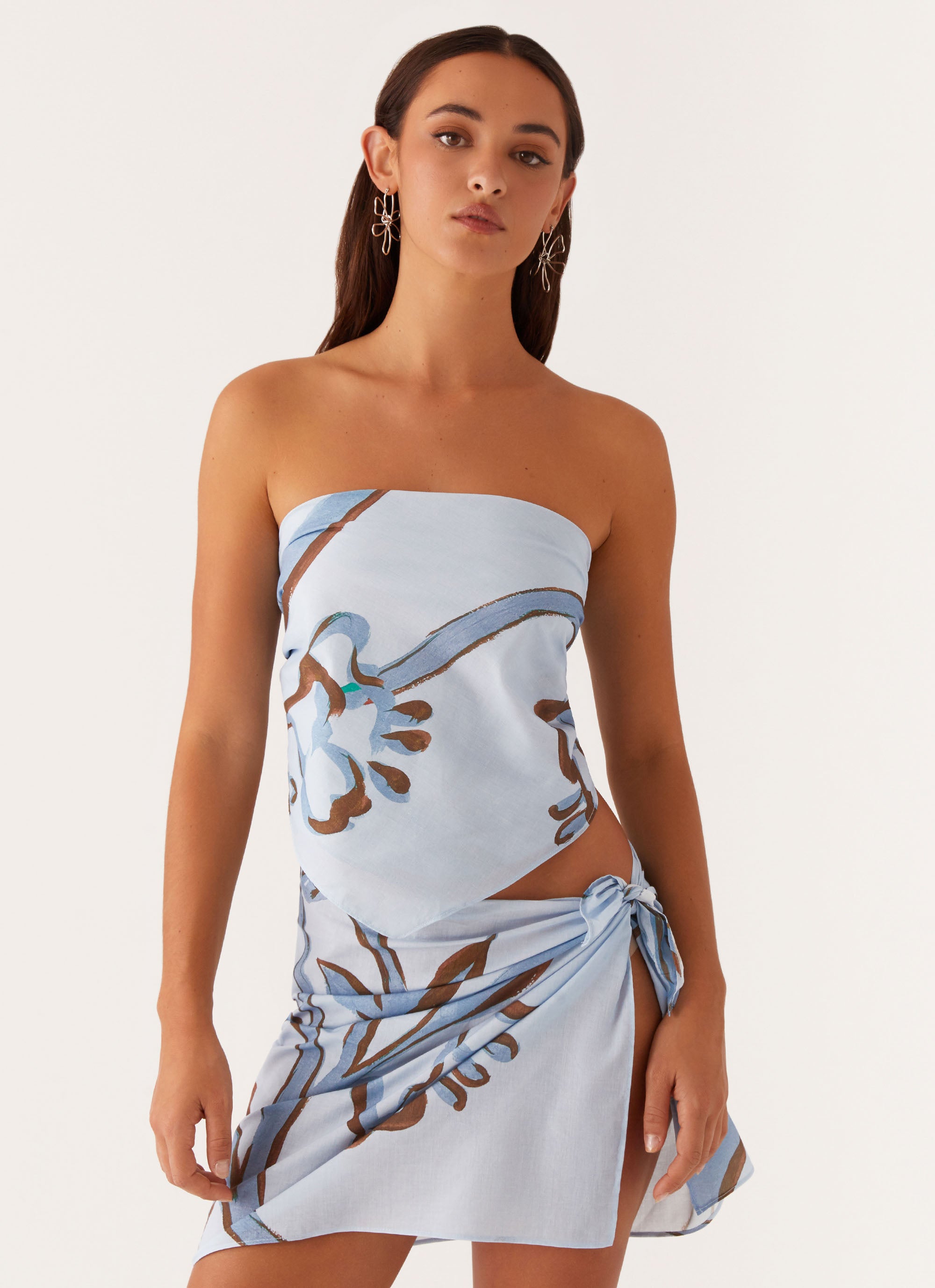 Ocean Is Calling Mini Sarong - Blue Floral Print – Peppermayo US
