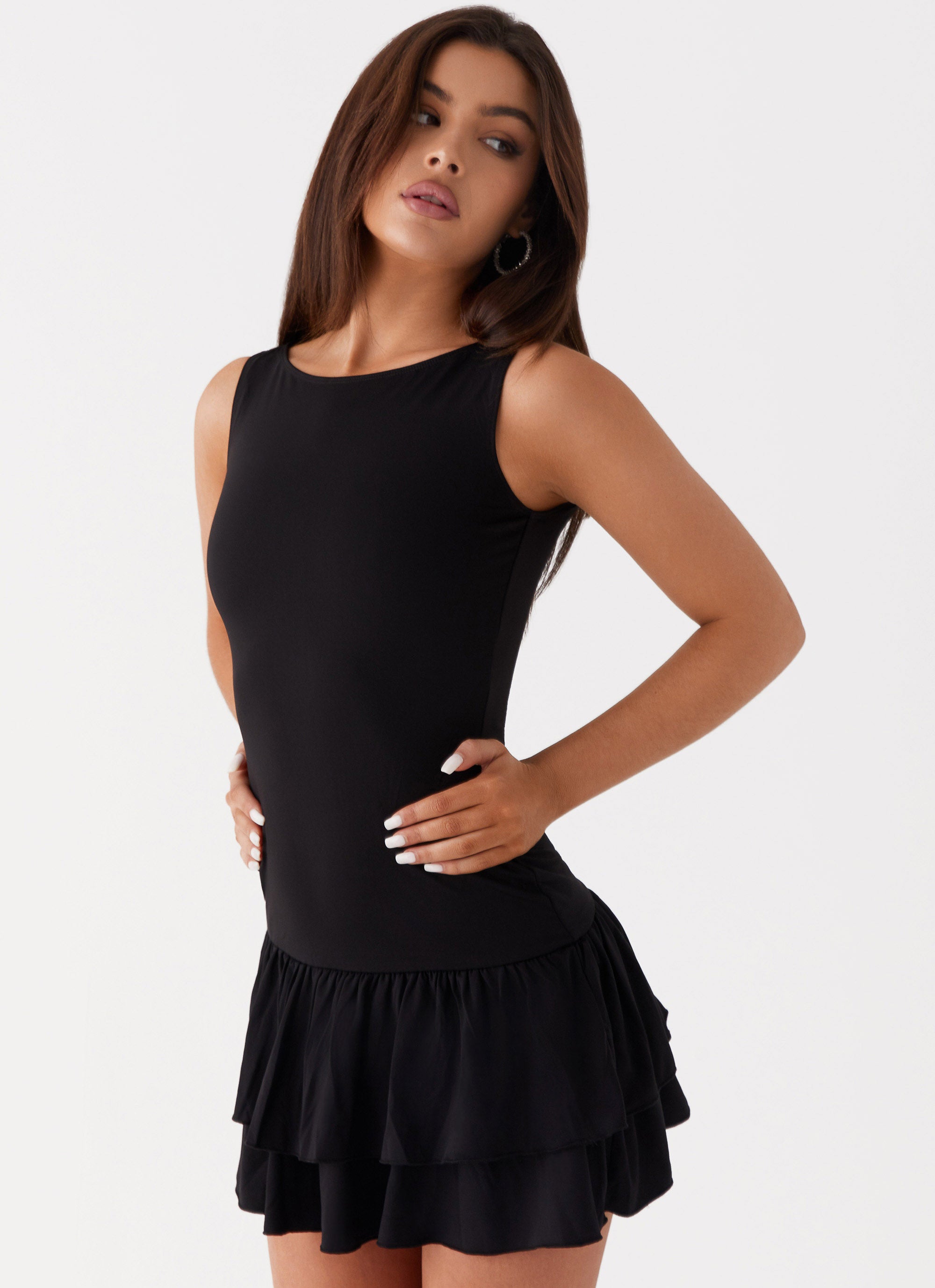Rhiannon Frill Mini Dress - Black – Peppermayo US