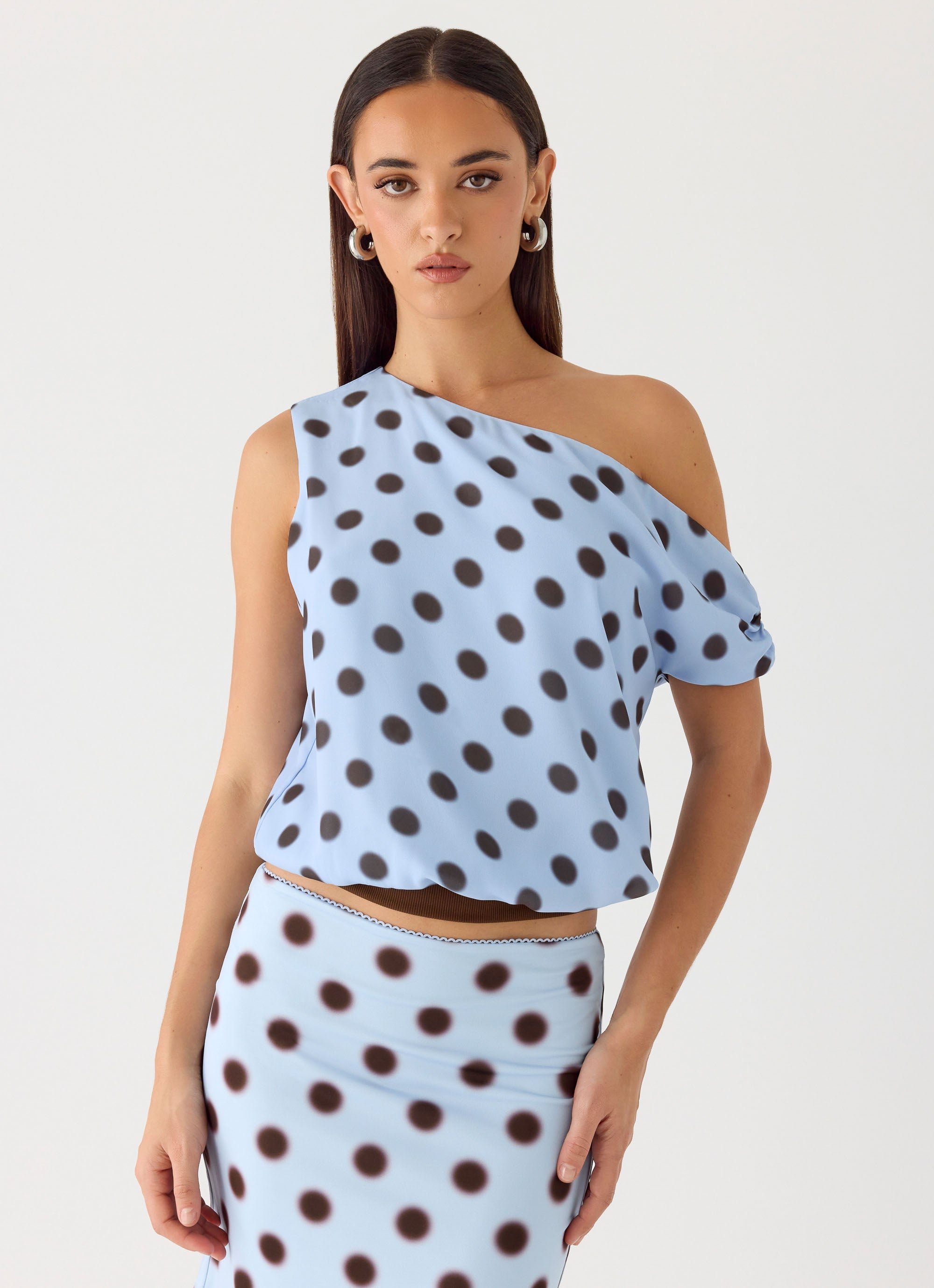 Stick Around Top - Blue Mocha Dot – Peppermayo US