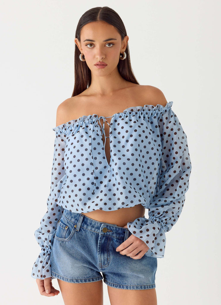 Tedara Top - Blue Mocha Dot – Peppermayo US