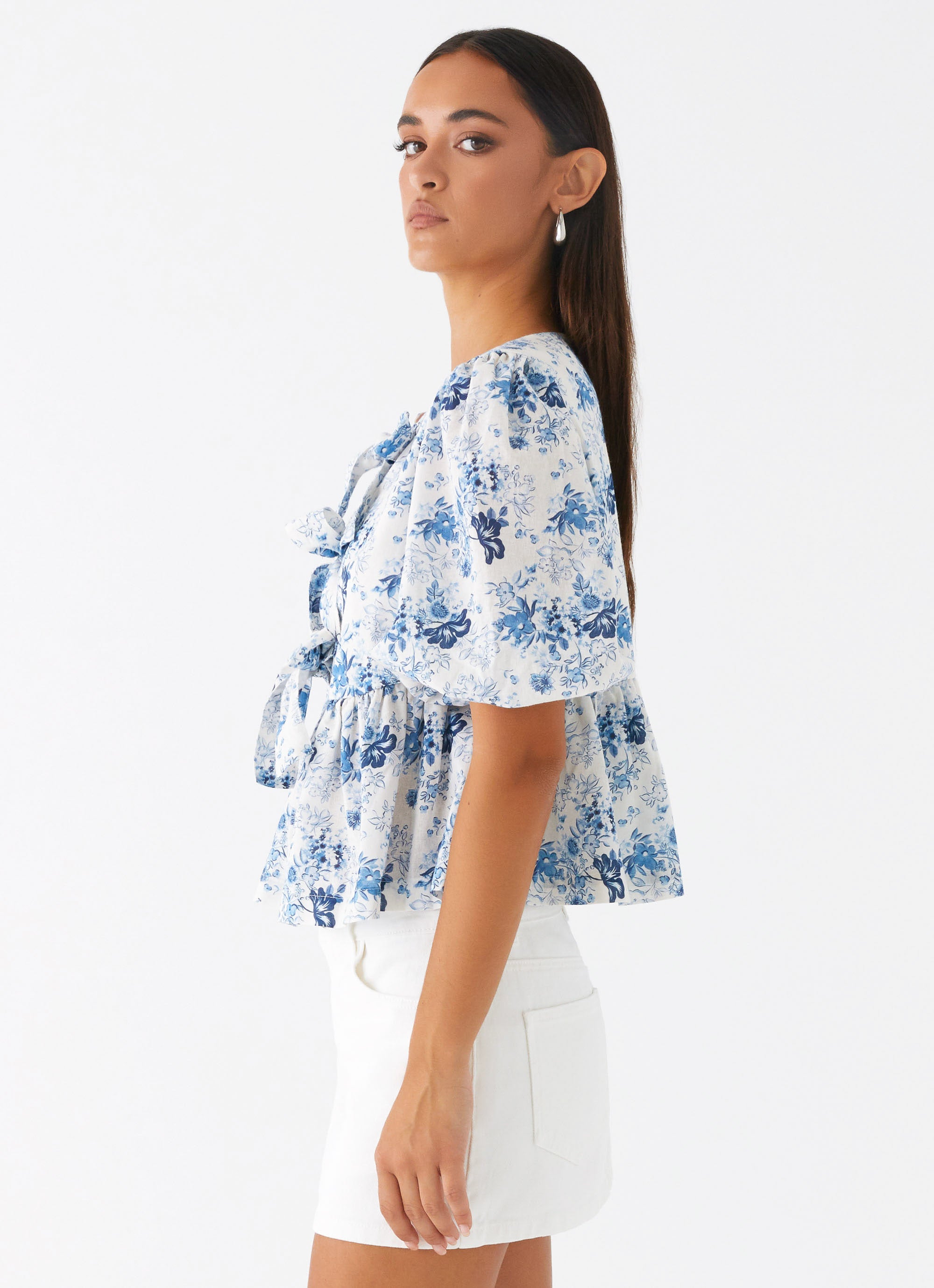 Western Wind Tie Top - Serene Sky Floral – Peppermayo US